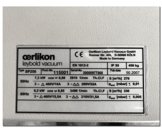 Leybold SP250 Dry Pump-Maokai Technology Co ., Ltd .的Products