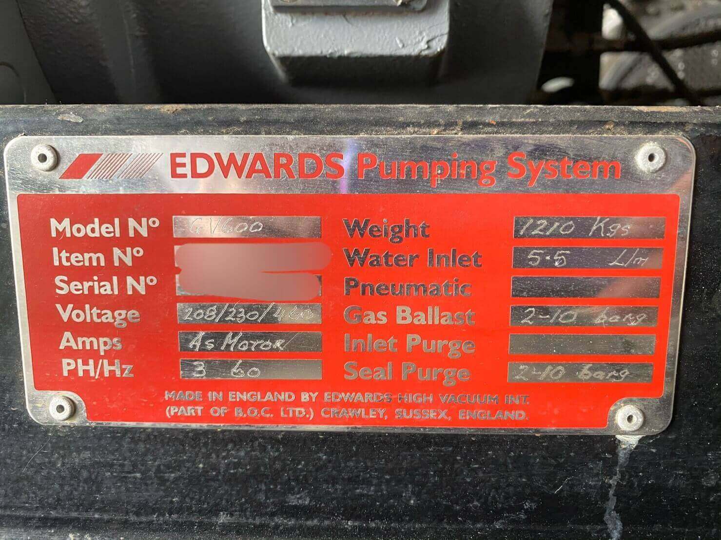 Edwards GV600 Dry Vacuum Pump-Maokai Technology Co ., Ltd .的Products