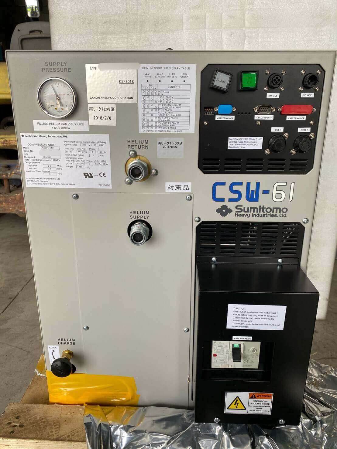 Sumitomo ANELVA CSW-61CN2 COMPRESSOR-Maokai Technology Co ., Ltd .的Products