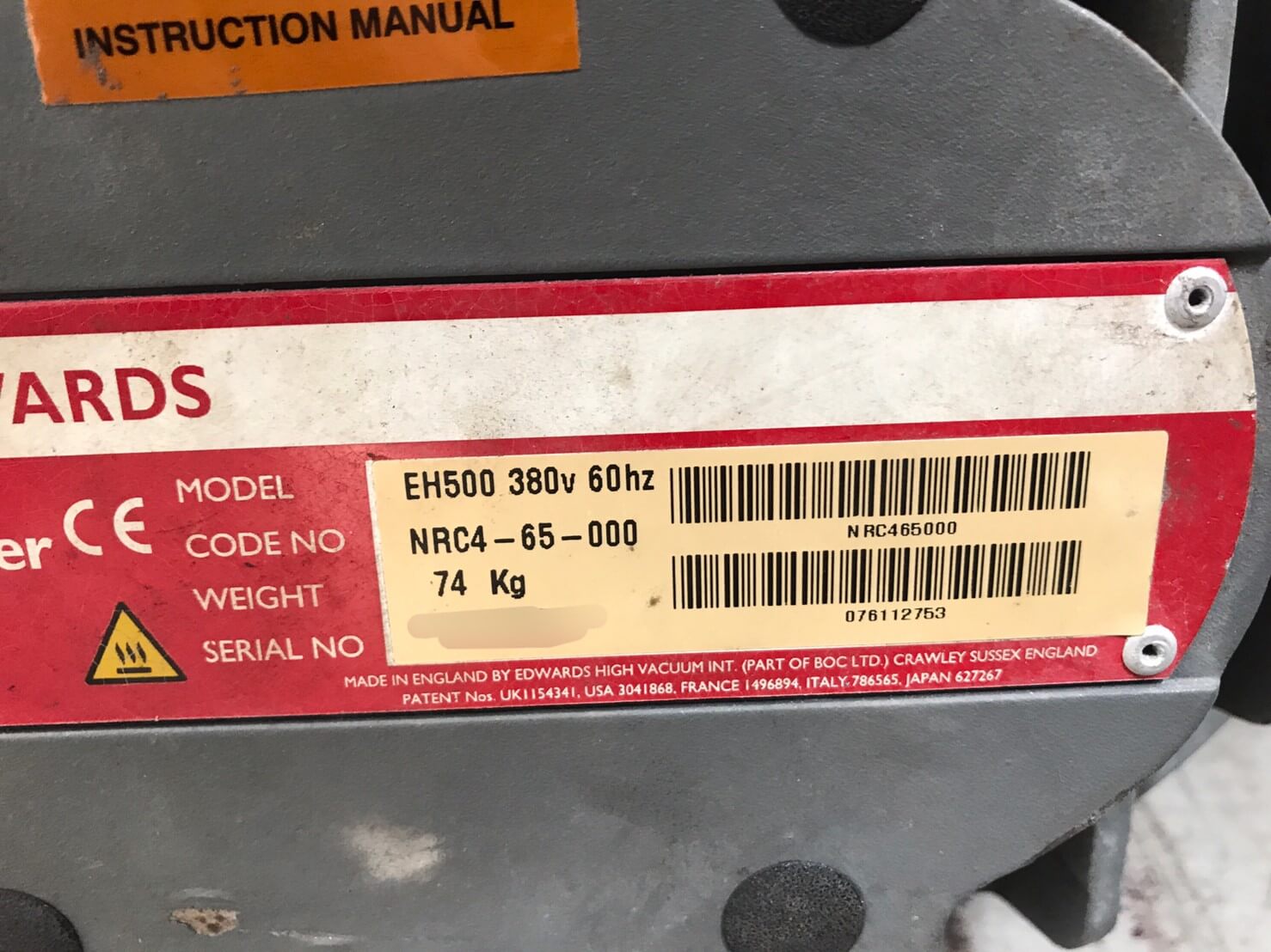 Edwards EH500 Mechanical Booster Pump-茂塏科技有限公司的產品專區