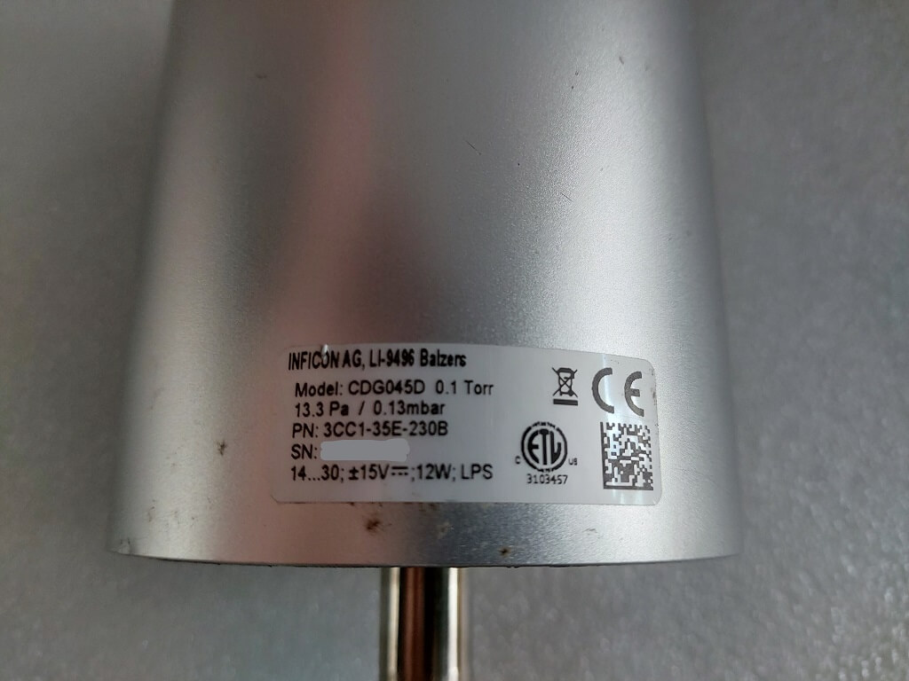 INFICON AG LI-9496 Balzers CDG045D 0.1Torr 3CC1-35E-230B Vacuum Gauge ...